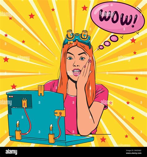 Woman Technology Pop Art Style Vector Image Stock Vector Image And Art Alamy