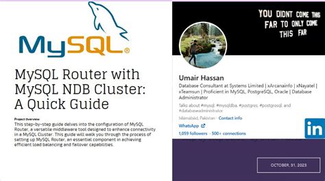 Mysql Router With Mysql Cluster A Quick Guide Umair Hassan 🇵🇸 Dba Posted On The Topic