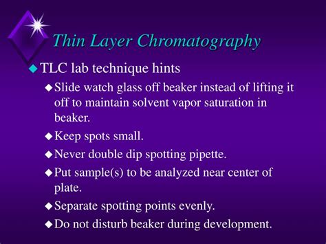 Ppt Experiment 3 7 Solvent And Polarity Effects In Thin Layer Chromatography Powerpoint