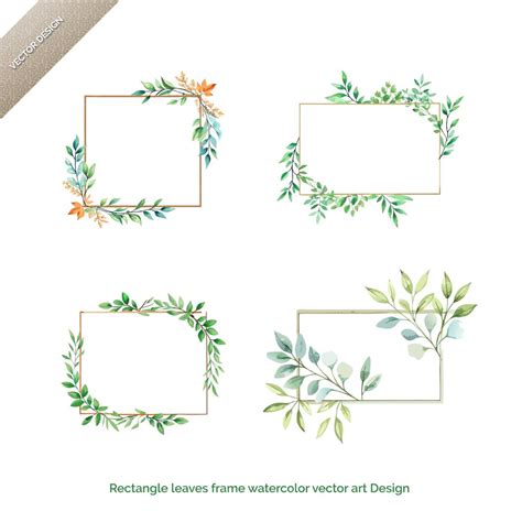 Leafy Rectangle Frame Watercolor Vector Art Design Premium Ai