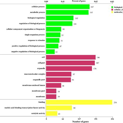 Classification Of Go Annotations In Yeast Yf1503 The X Axis Shows The