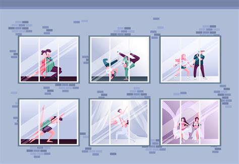 Morning Dance Class Windows 1644000 Vector Art At Vecteezy