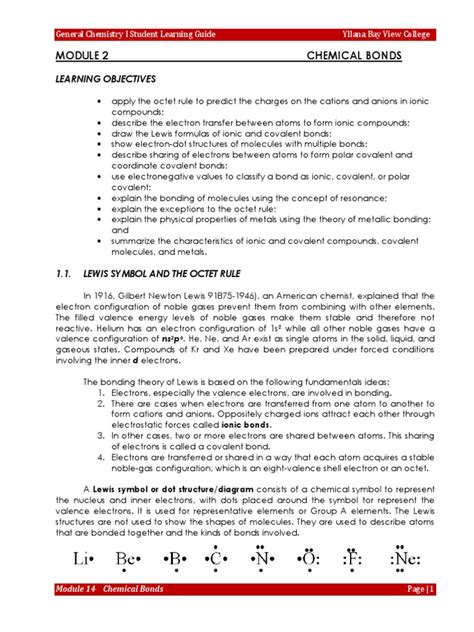 Module 2 Chemical Bonds Pdf Chemical Bond Ionic Bonding