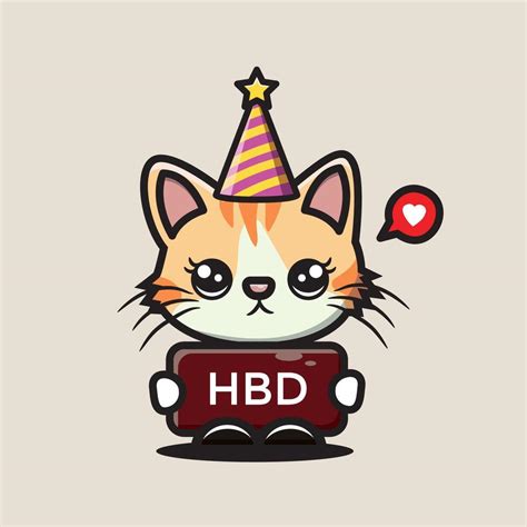 Cute Illustration Of Hbd Cat 44275570 Vector Art At Vecteezy