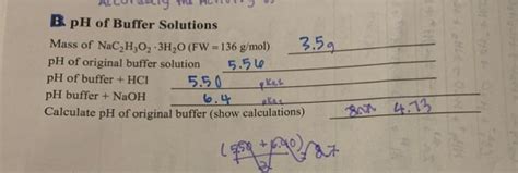 Accurately The B PH Of Buffer Solutions Mass Of Chegg Com