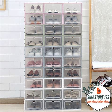 Hộp nhựa đựng giày nắp trong suốt lắp ráp tiện lợi Tủ nhựa đựng giày nhựa PP dẻo tự lắp ráp