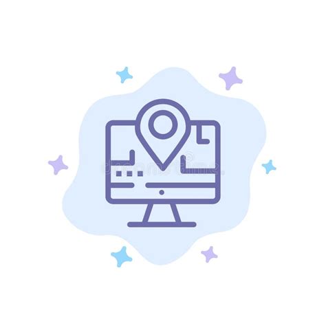 Computer Map Location Education Blue Icon On Abstract Cloud
