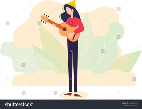 음기타 치는 소녀의 그림벡터플랫 스타일음악 수업교육과 스톡 벡터로열티 프리 1666509550 Shutterstock