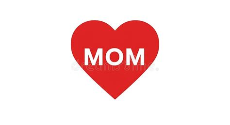 Red Heart Shape With The Word Mom In Bold White Capital Letters