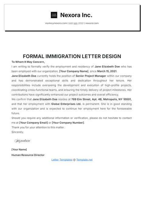 Free Formal Immigration Letter Design Template To Edit Online
