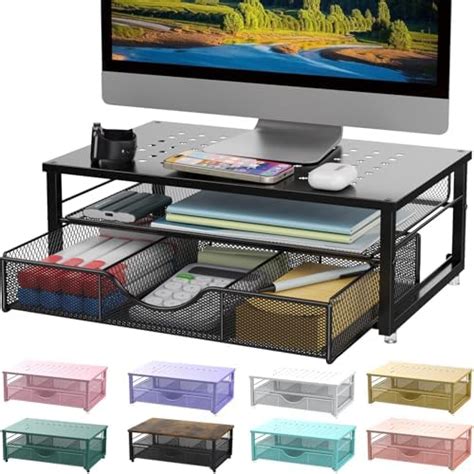 Amazon Com KDD Monitor Stand Riser With Drawer Computer Monitor Stand For Desk With 3 USB 1