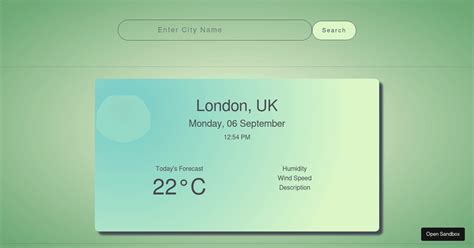 React Weather App Template Codesandbox
