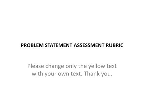 Problem Statement 00 Assessment Rubric One Sentence Problem Statement