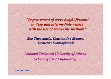 Pdf Improvement Of Wave Height Forecast In Deep And Intermediate