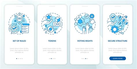 Dao Elements Blue Onboarding Mobile App Screen Digital Network Walkthrough 4 Steps Editable