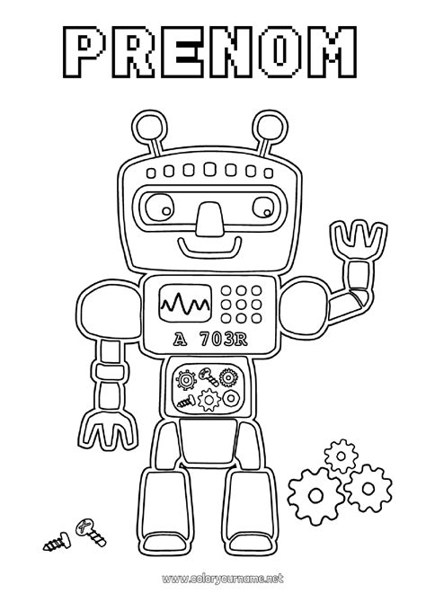 Coloriage N°6 Mignon Robot