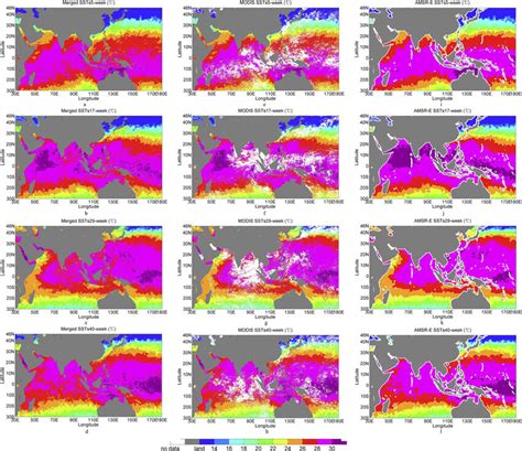 Spatial Patterns Of The Merged Modis And Amsr E Ssts A Merged Ssts