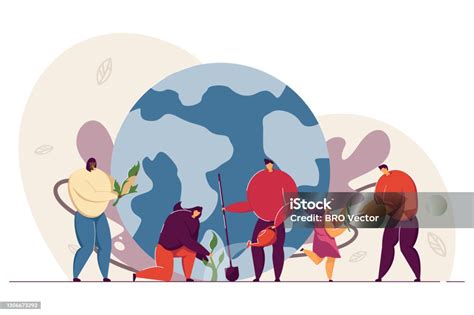 지구 생태 평지 벡터 일러스트를 돌보는 작은 사람들 물 주기에 대한 스톡 벡터 아트 및 기타 이미지 물 주기 지구본 가공의 인물 Istock