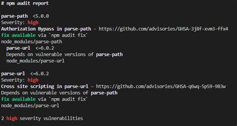 High Severity Vulnerabilities In Indirect Dependencies Parse Url And