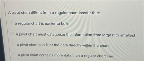 Solved A Pivot Chart Differs From A Regular Chart Insofar Chegg Com