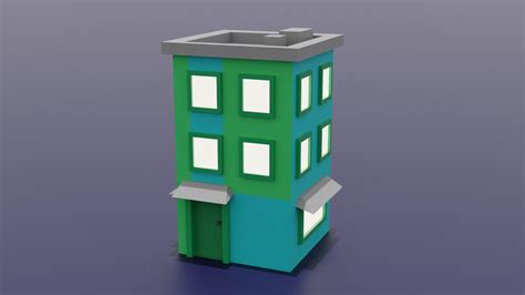 Low Poly Green City Building Stylized Apartment Asset 3d Model By