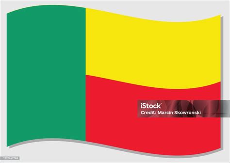 베냉 벡터 그래픽의 깃발을 흔드는 베닌스 국기 일러스트를 흔드는 바람에 베냉 국가 플래그 물결 모양은 자유와 독립의 상징이다 기에 대한 스톡 벡터 아트 및 기타 이미지