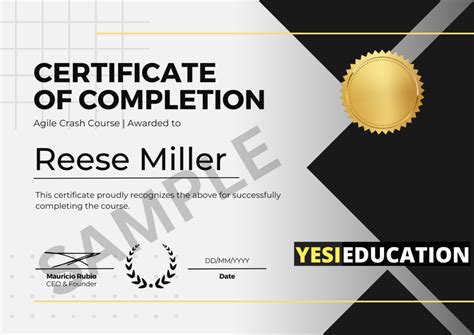 Scrum Certified Certificate Of Completion