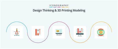 Design Thinking And D Printing Modeling Flat 5 Icon Pack Including Filament Pincil Computer