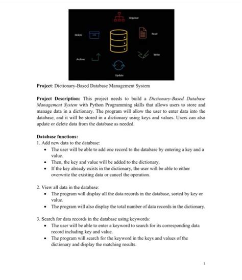 solved project dictionary based database management system