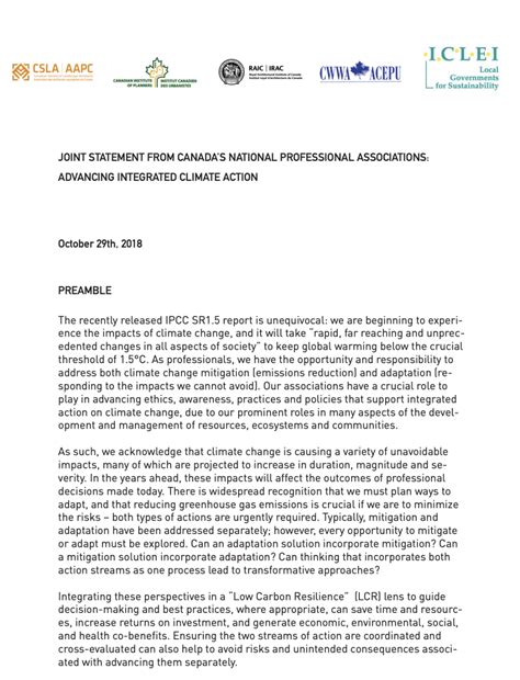 Joint Statement From Canadas National Professional Associations