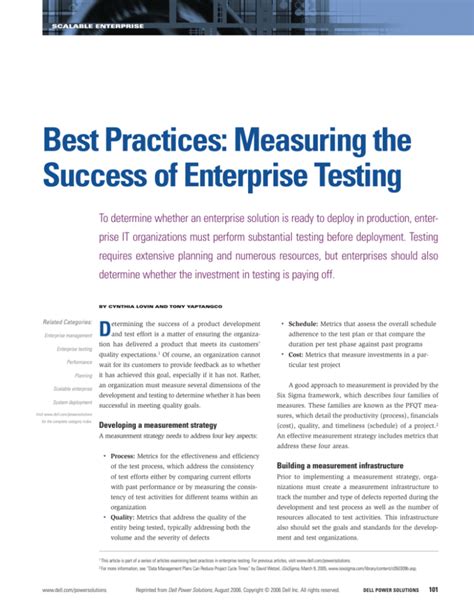 Best Practices Measuring The Success Of Enterprise Testing