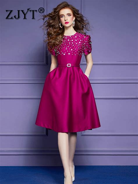 Zjyt 여성용 우아한 럭셔리 다이아몬드 포멀 케이스 드레스 2023 플러스 사이즈 4xl 그린 파티 가운 여름 신상 Aliexpress