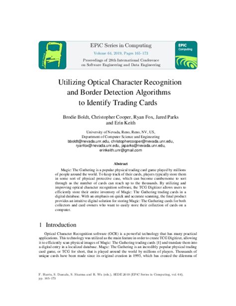 Pdf Utilizing Optical Character Recognition And Boarder Detection Algorithms To Identify