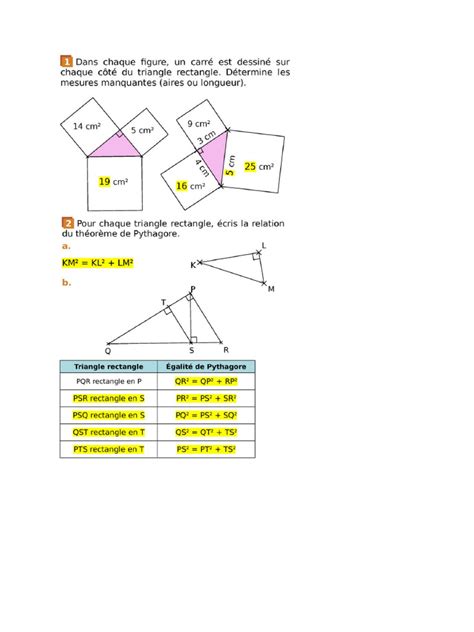 Correction Exercices Pythagore 1 Pdf