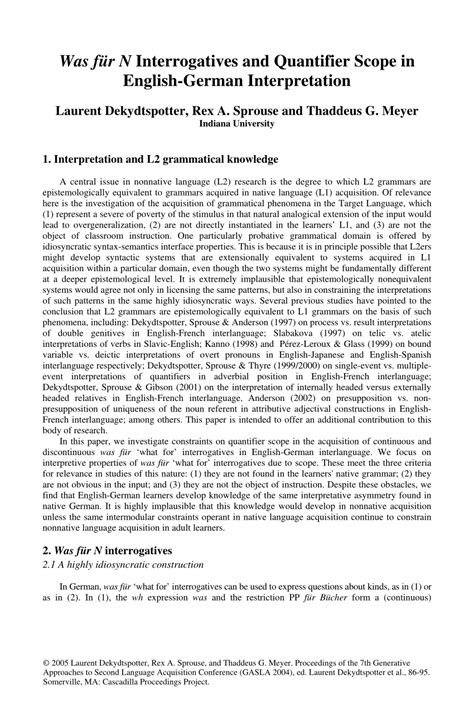 Pdf Was Für N Interrogatives And Quantifier Scope In English German Interpretation