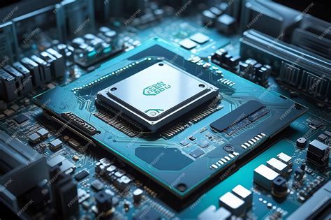 Closeup View Of A Modern Gpu Card Circuit With Cyber Security Activated 3d Rendering Premium