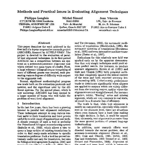 Methods And Practical Issues In Evaluating Alignment Techniques Acl Anthology