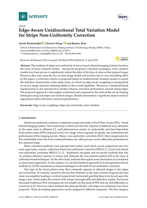 Pdf Edge Aware Unidirectional Total Variation Model For Stripe Non Uniformity Correction