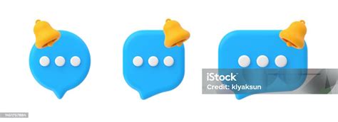3d 말풍선과 종소리가 있는 채팅 아이콘 알림 아이콘에 대한 스톡 벡터 아트 및 기타 이미지 알림 아이콘 3차원 형태 소셜 네트워킹 Istock