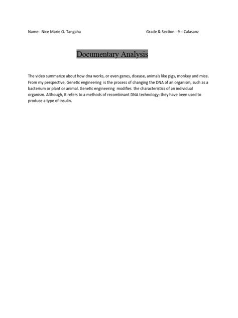 Documentary Analysis Pdf