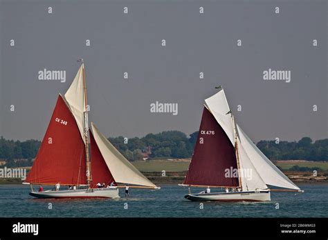Essex Oyster Smack Ck My Alice And Ck Ethel Alice In Full Sail Stock Photo Alamy