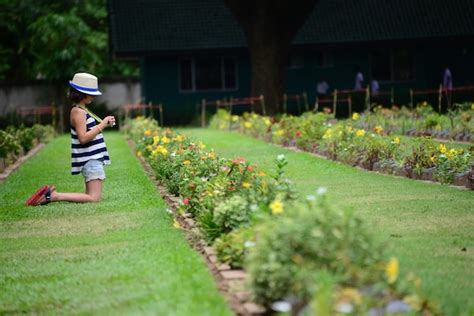 Premium Photo Side View Of Girl Kneeling On Grass