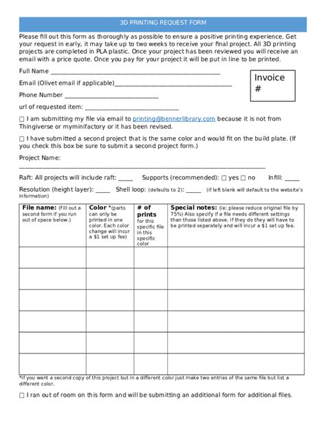 3d Printing Request Doc Template Pdffiller