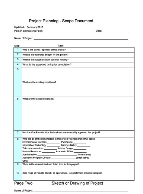 Project Scope Template Excel