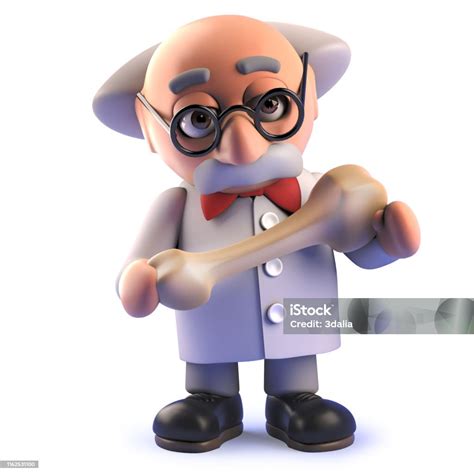 3d에서 화석 뼈를 들고 미친 미친 과학자 캐릭터 3차원 형태에 대한 스톡 사진 및 기타 이미지 3차원 형태 과학 과학자 Istock
