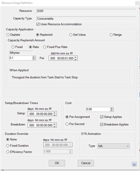 Astro Scheduler Engine Help Resource Usage Definition Form