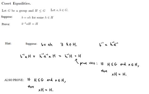 Solved Coset Equalities Let G Be A Group And HG Let A BG Chegg Com