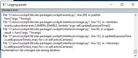 Iteration Error When Switching Between Cameras Issue Microscope Cockpit Cockpit GitHub