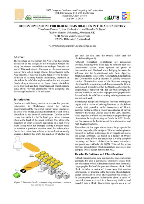 Pdf Design Dimensions For Blockchain Oracles In The Aec Industry