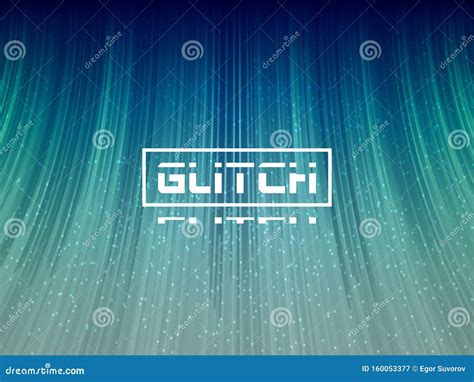Glitch 3d Lines Stylized Distortion With Wave Effect Abstract Futuristic Banner Stock Vector